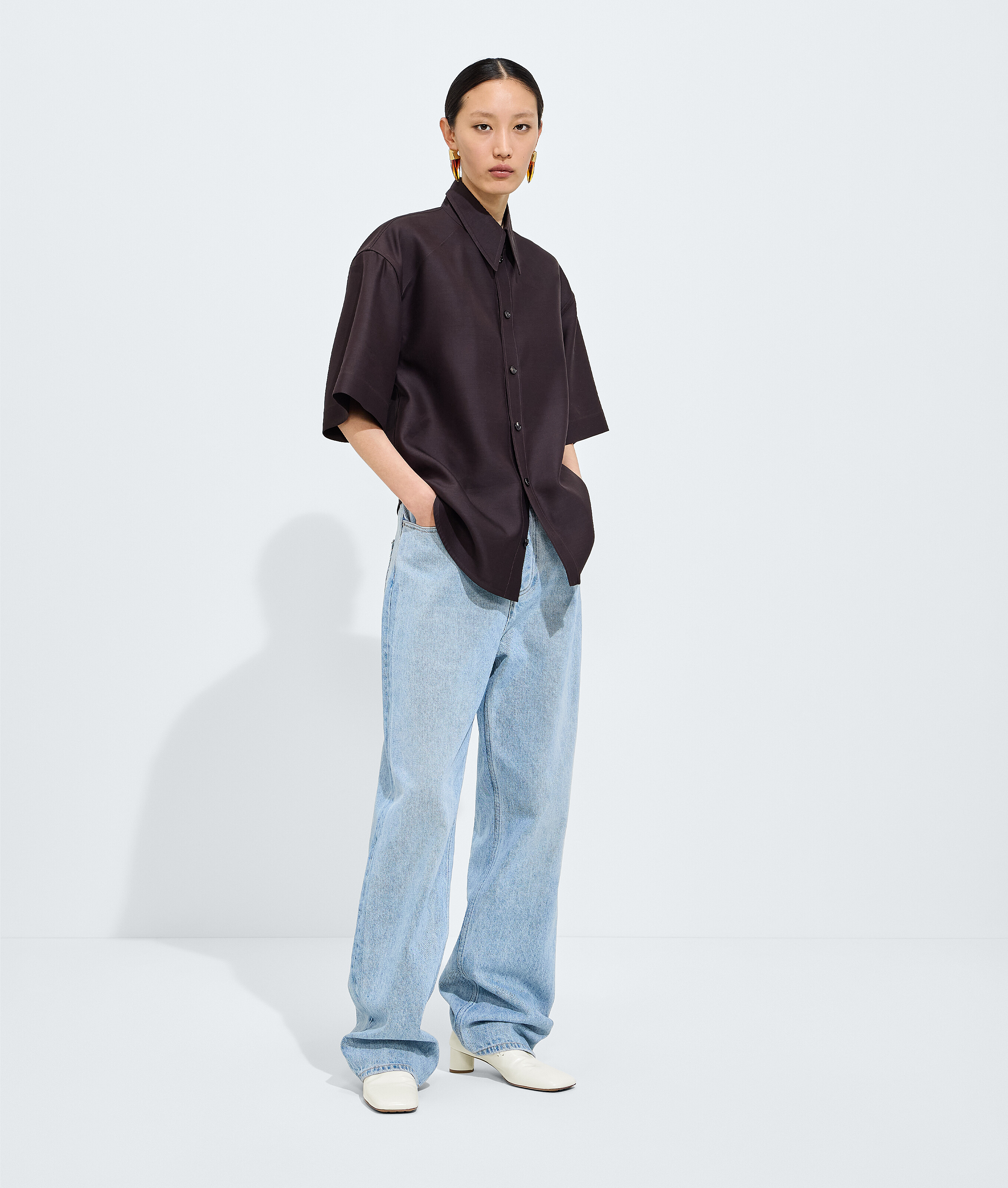 BOTTEGA VENETA Bottega Veneta Sky Bleached Wide Leg Jeans